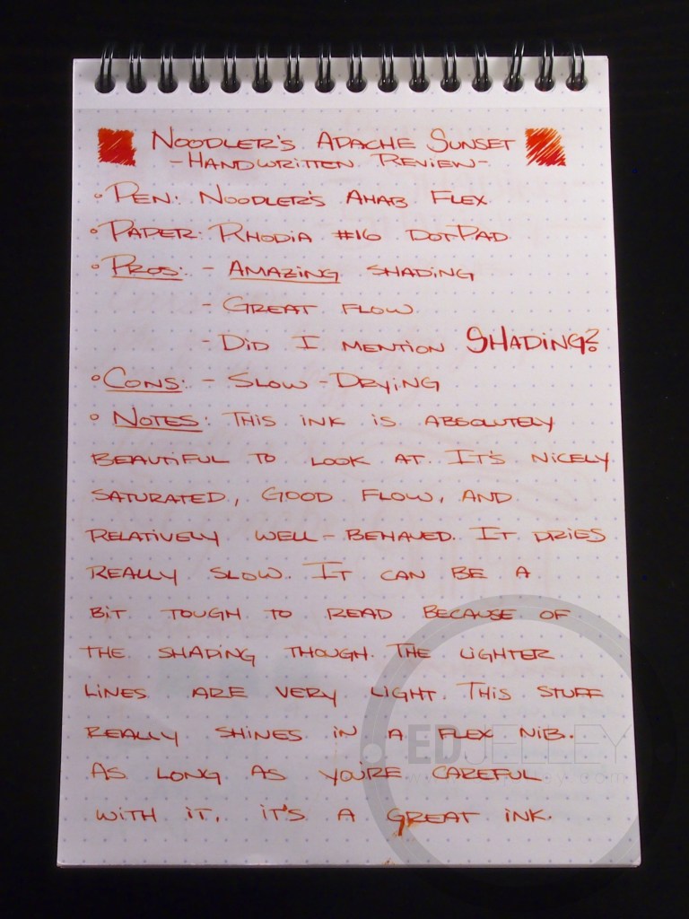 Noodler’s Apache Sunset – Handwritten Ink Review – edjelley.com ...