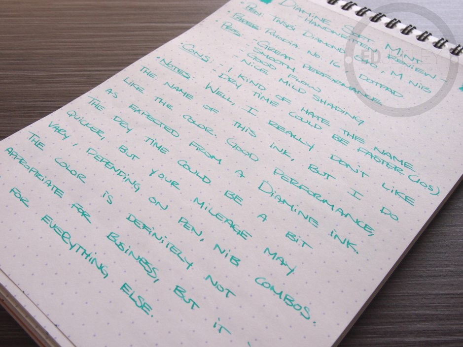 Diamine Soft Mint – Handwritten Ink Review – edjelley.com – Fountain ...