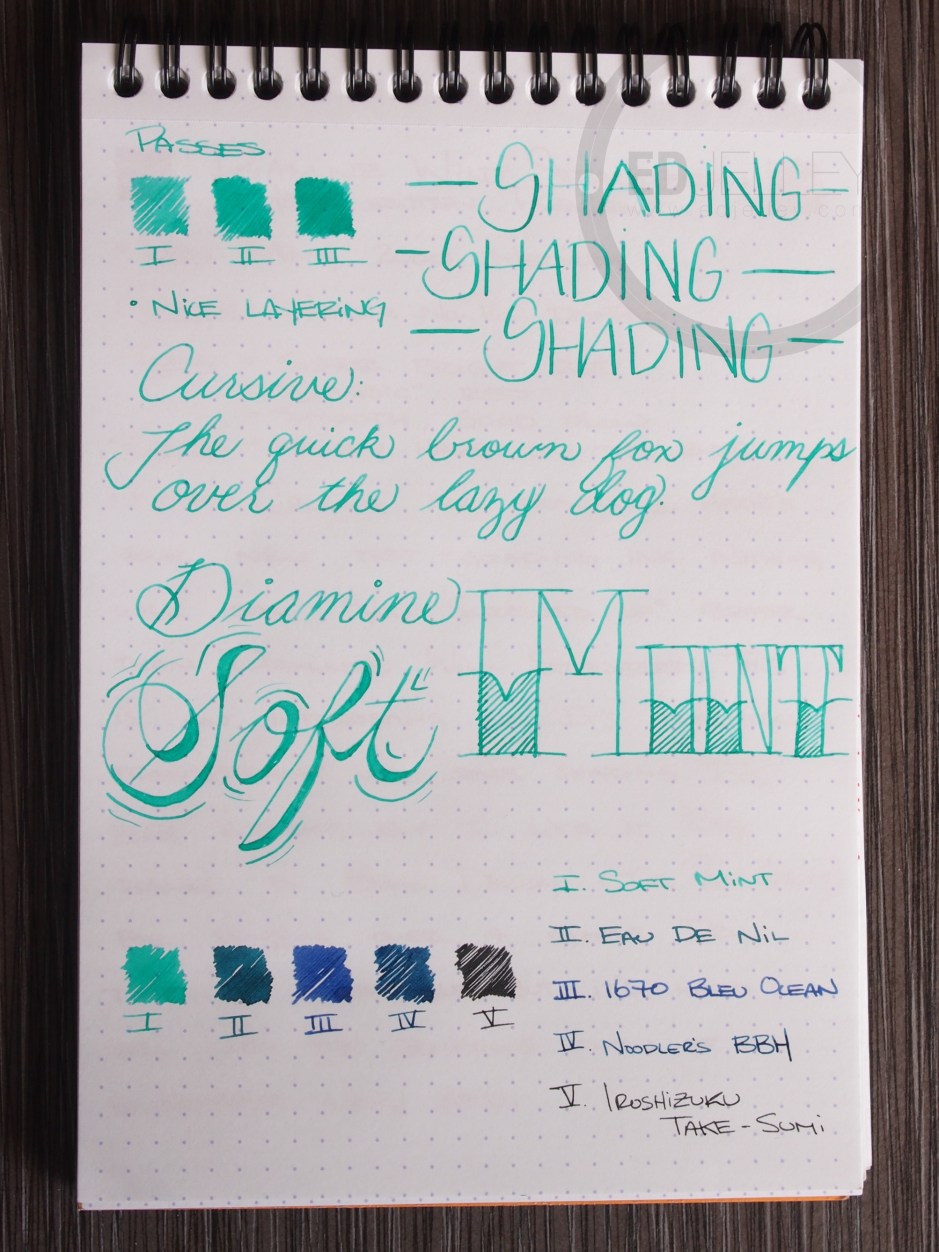 Diamine Soft Mint – Handwritten Ink Review – edjelley.com – Fountain ...