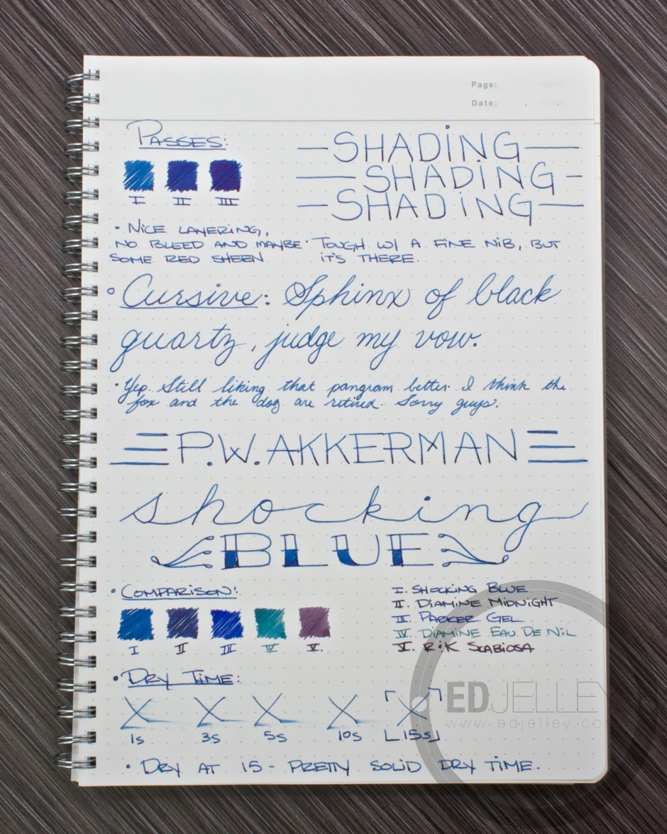 P.W. Akkerman Shocking Blue – Ink Review – edjelley.com – Fountain Pen ...