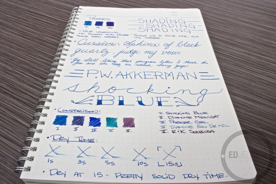 P.W. Akkerman Shocking Blue – Ink Review – edjelley.com – Fountain Pen ...