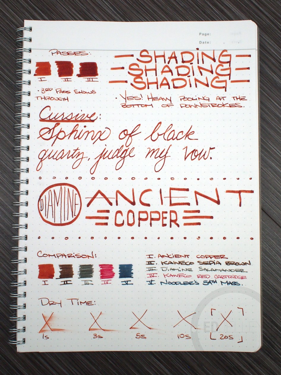 Diamine Ancient Copper – Ink Review – edjelley.com – Fountain Pen, Ink ...