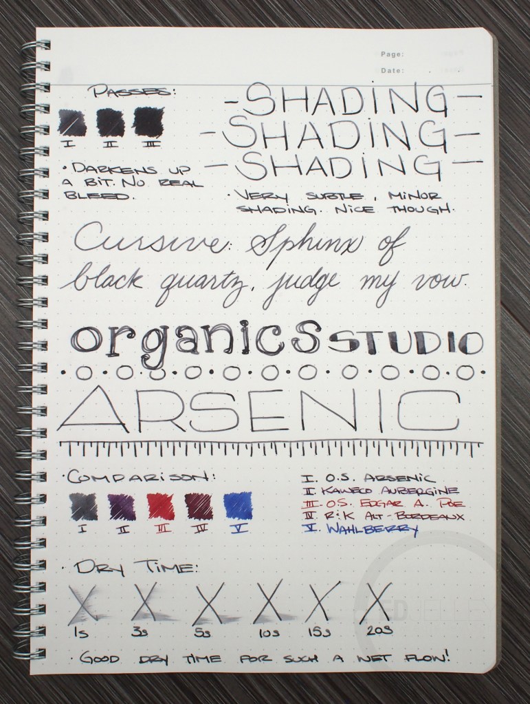 Organics Studio Arsenic Grey – Ink Review – edjelley.com – Fountain Pen, Ink, and Stationery Reviews