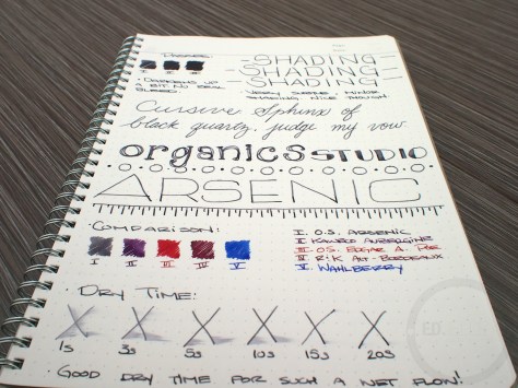 Organics Studio Arsenic Grey – Ink Review – edjelley.com – Fountain Pen, Ink, and Stationery Reviews